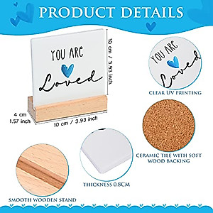 Cunhill Inspirational Quotes Desk Decor Positive Plaque With Wooden Stand Motivational Sign Graduation Gifts for Colleague Coworker Nurse Teacher Granddaughter (You Are Loved)