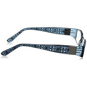 Foster Grant Women's Posh Rectangular Reading Glasses, Blue/Transparent, 52 mm, 1.50