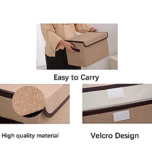 Vmotor Storage Bins, Foldable Storage Box Cube Chest with Lids and Handles Fabric Storage Basket Bin Organizer Collapsible Drawers Containers for Nursery, Closet, Bedroom, Home(Orange,2 Pack)