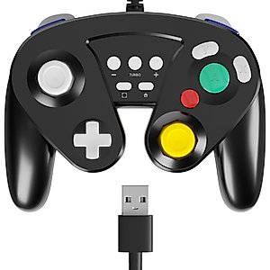 TalkWorks Wired GameCube Controller - Gaming Controller Compatible with Nintendo Switch - USB-A Connection - Nintendo Switch Controls And Turbo Function - 9ft Cable - Black