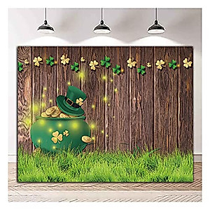 Happy St Patrick's Day Background Lucky Irish Shamrock Board Photography Backdrop for Baby Shower Birthday Party Decor Banner 7x5ft
