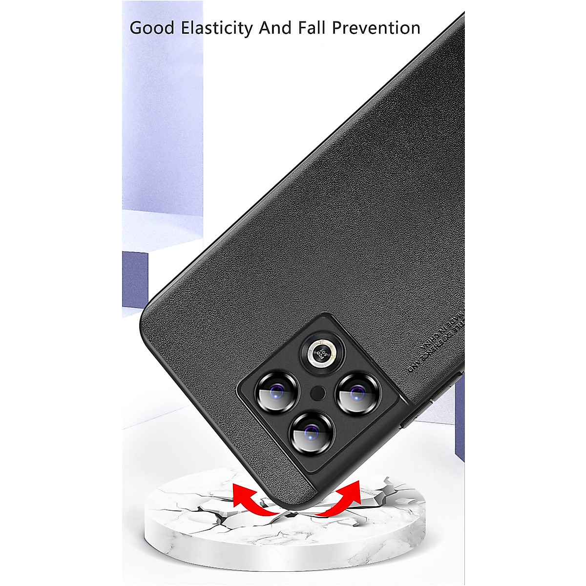 Puxssul for OnePlus 10 Pro 5G Case, Soft TPU Artificial Leather case,Extremely Light Ultra-Light Camera Protection Leather Cover Case for OnePlus 10 Pro 5G (Black)