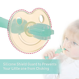 haakaa Baby Toothbrush Baby - 360° Food Grade Silicone Toothbrush for Baby 6M Toothbrush with Shield & Base Design, 1pc (Blue)