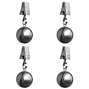 Iyulania 4 Pack Heavy Duty Tablecloth Weights, Rust Proof Stainless Steel Balls with Clips, Weights for Curtain, Outdoor Picnic Table, Flags, 10oz