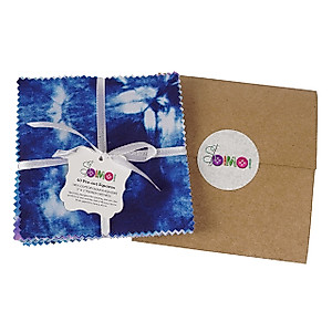 Soimoi Precut 10-inch Tie Dye Prints Cotton Fabric Bundle Quilting Squares Charm Pack DIY Patchwork Sewing Craft- Blue-YF