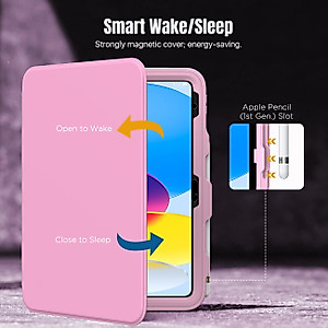 MoKo for iPad 11-inch (A16) 11th Generation Case 2025/ iPad 10th Generation Case with Pencil Holder 2022 10.9 inch, Built-in Screen Protector Clear Back, Multi Angle Viewing Stand, Nosegay