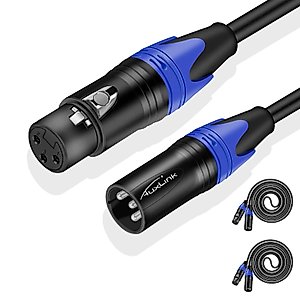 AuxLink XLR Cable 50ft 2 Pack, XLR Microphone Cable Male to Female, Balanced XLR Cable Suitable for Preambles, Speaker Systems, Radio Station and More