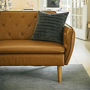 Novogratz Tallulah Memory Foam Futon, Convertible Couch, Camel Faux Leather