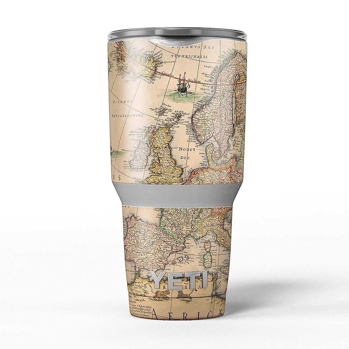 Design Skinz The Vintage Atlantic Ocean Map Pattern - Skin Decal Vinyl Wrap Kit Compatible with The Yeti Rambler Cooler Tumbler Cups