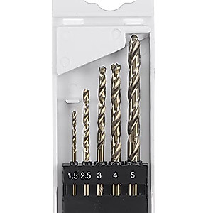 uxcell High Speed Steel M35 Jobber Twist Drill Bit Set for Stainless Steel Alloy Wood 1.5mm - 5mm 5 Pcs
