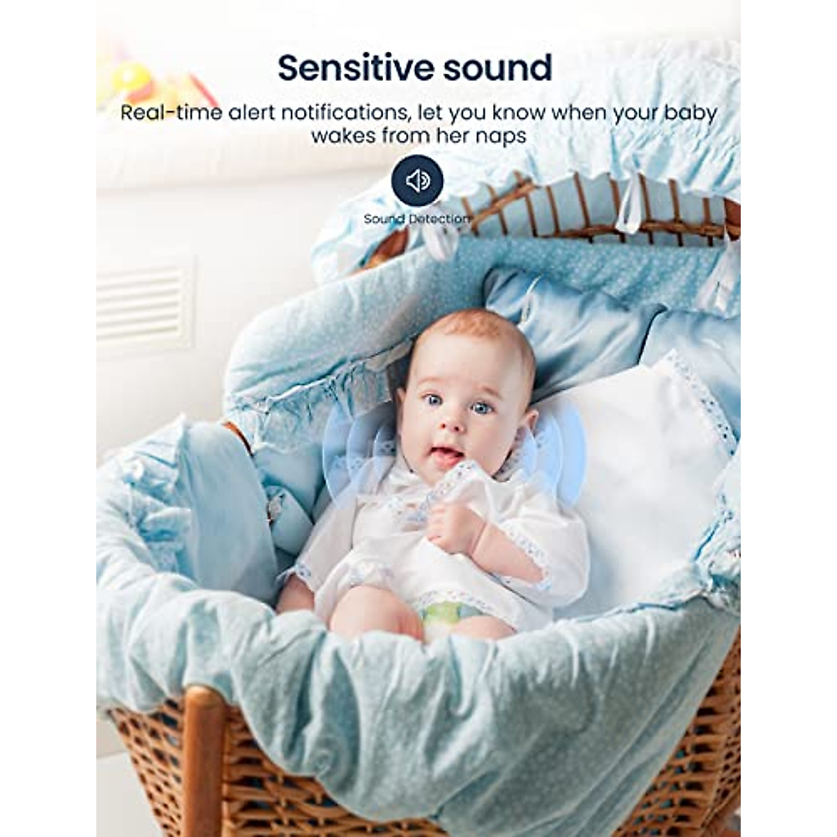 Baby Monitor WiFi Smartphone, 1080P Nanny Cam, Baby Camera Monitor with Motion & Sound Detection, Infrared Night Vision, Two Way Audio, Compatible with Alexa, GNCC C1