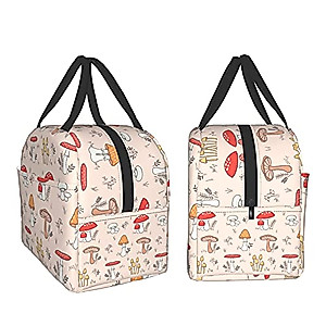 Insulated Lunch Bag Women Girls, Cute Reusable Tote Lunch Box for Kids & Men, Leakproof Cooler Lunch Bags for School Work Office Travel Picnic (Pink Mushroom)