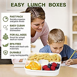 shopwithgreen 52 OZ to Go Salad Container Lunch Container, BPA-Free, 3-Compartment for Salad Toppings and Snacks, Salad Bowl with Dressing Container, Built-in Reusable spoon, Microwave Safe