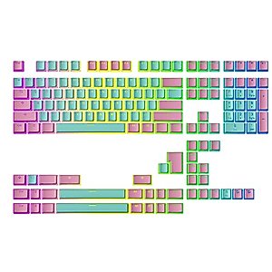 Ranked Pudding v2 PBT Keycaps | 145 Double Shot Translucent ANSI US & ISO Layout | OEM Profile for Full Size, TKL, 75%, 65% and 60% RGB Mechanical Gaming Keyboard (Miami)