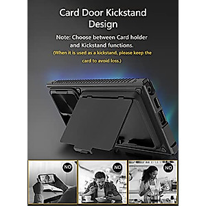 Vihibii Case with Card Holder (4 Cards) & Sliding Camera Cover & Kickstand, Shockproof Rugged Hard Back & TPU Edge Wallet Case for Samsung Galaxy S23 Ultra 5G 6.8" 2023 , Black