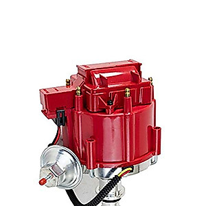 A-Team Performance - HEI Complete Distributor 65K Coil - Compatible with Ford F100 F150 F250 E100 E150 Straight 6 Cylinders 240 300 One Wire Installation Red Cap