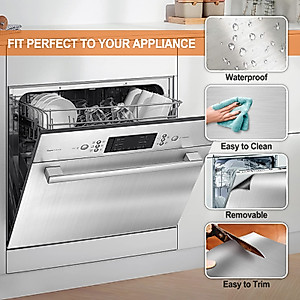 Brushed Stainless Steel Dishwasher Magnet Cover - Kitchen Decorative Fridge Panel Decal - Silver Appliances Decorate Sticker - 23.5"X26"