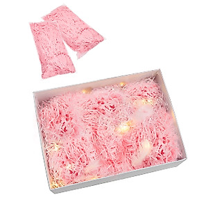 XINYIDAO Basket grass filler,crinkle cut paper shred filler, raffia paper filler, gift box packaging filler, 200g party decoration DIY packaging accessories (light pink)