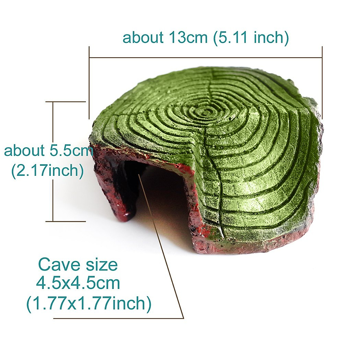 Reptile Pet Supplies Tortoise Resin Basking Platform,Turtle Round Wood Grain Platform Resin Ornament Dodge Hole (Round)