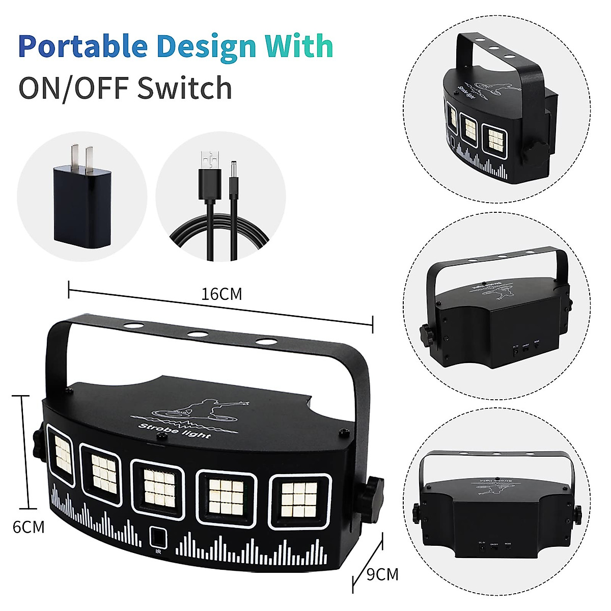 YSH Strobe Light with Remote for Parties,USB Powered Sound Activated&Speed Control &Timing Flashing Lights,45 Super Bright RGB LEDs Stage Lighting for Room Dance Party DJ Karaoke Xmas Wedding Show