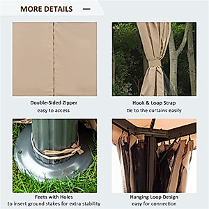 ADUH 10' X 10' Two-Tier Outdoor Event Canopy Sunshade Gazebo Tent with Mesh Sidewalls