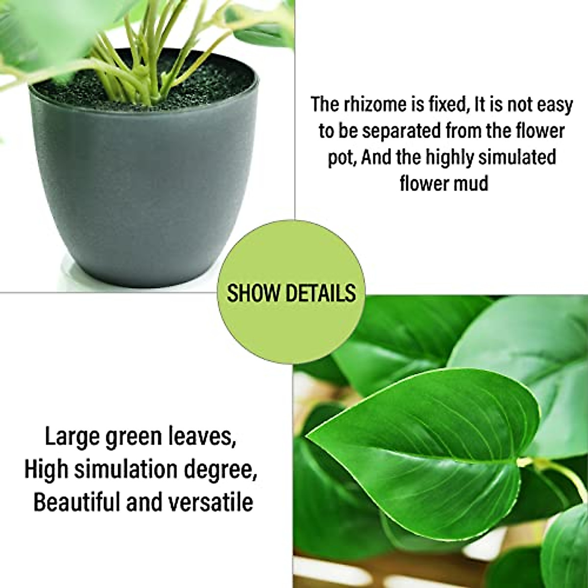 Tiita Fake Plants Artificial Scindapsus Aureus in Pots, Realistic Fake Greenery Potted Plants for Home Office Desk Window Sill Bathroom Bedroom Outdoor Indoor