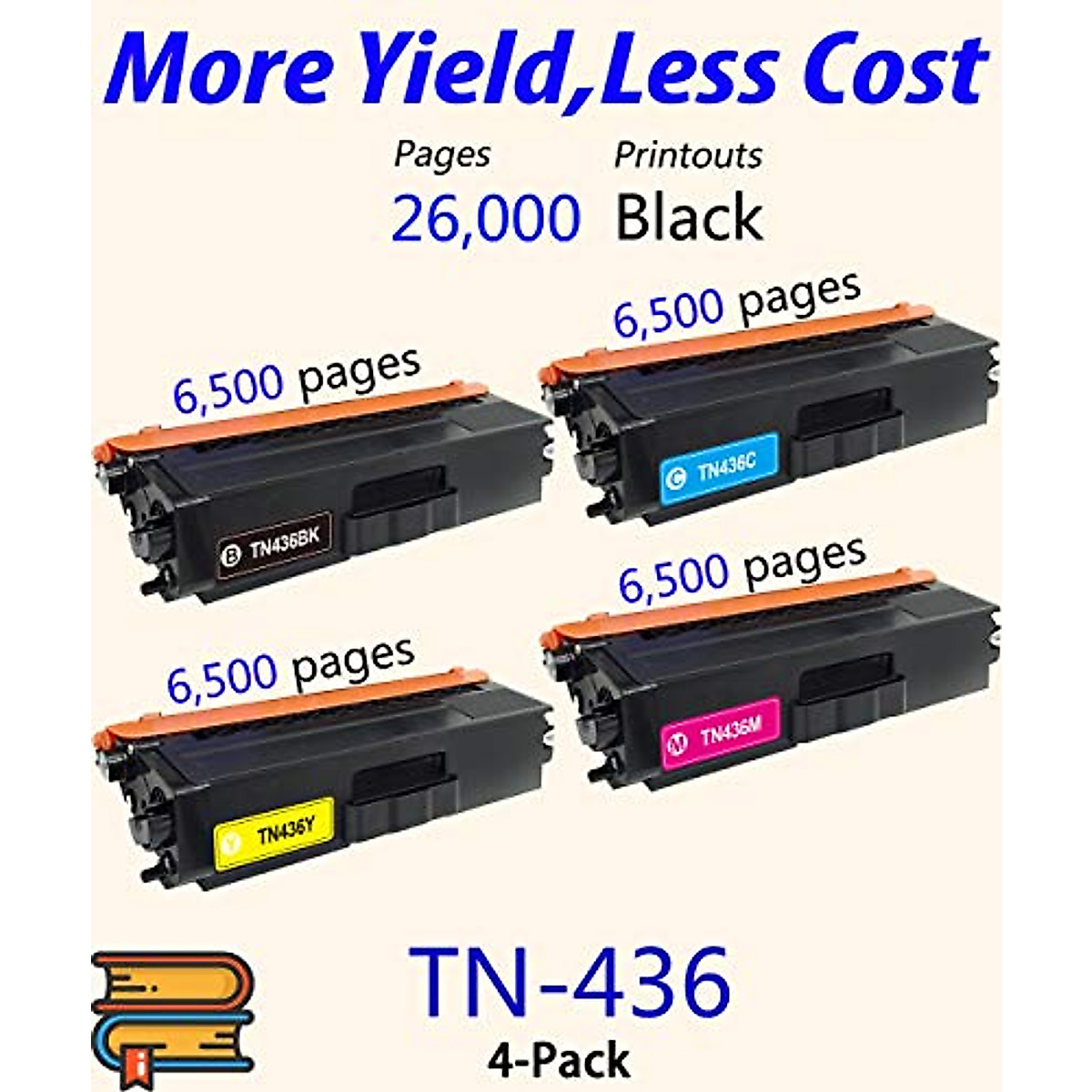(4-Pack, BK,C,M,Y) ColorPrint Compatible TN436 Toner Cartridge Replacement for Brother TN-436 TN433 TN431 Used for MFC-L8900CDW MFC L8690CDW L8610CDW L9570CDW HL-L8360CDW HL L8260CDW L9310CDW Printer