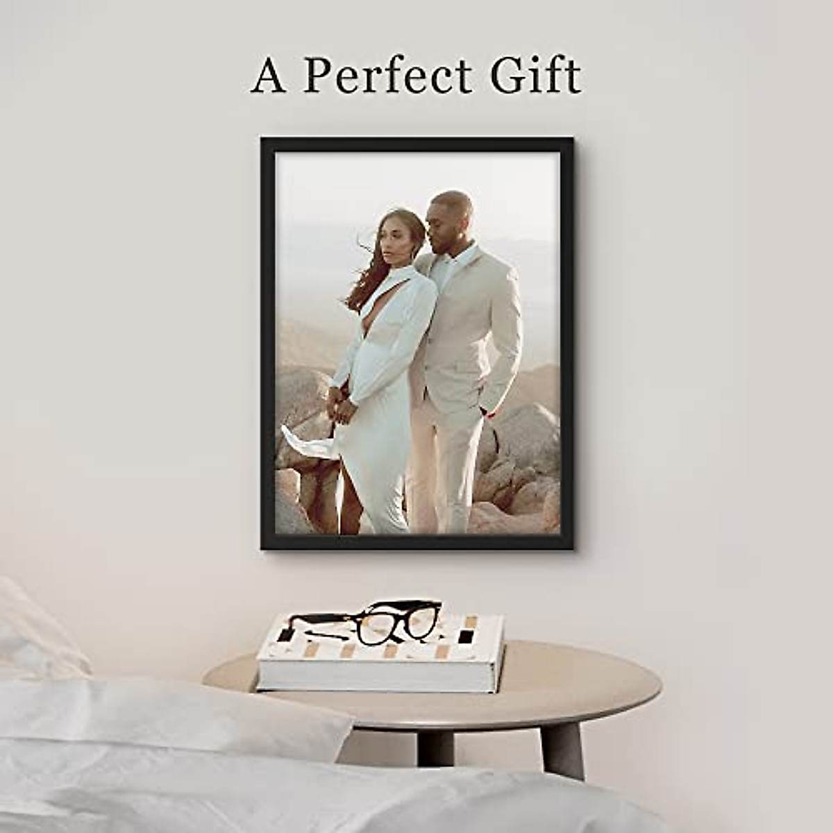 SIGNLEADER Custom Wall Art Gallery Wall Print for Living Room, Bedroom, Office, Nursery, Personalized Photo Prints with Frame, Custom Picture Gifts for Mom, Dad, Couples, Wedding, Family, Baby, Pets - 12"x16" BLACK