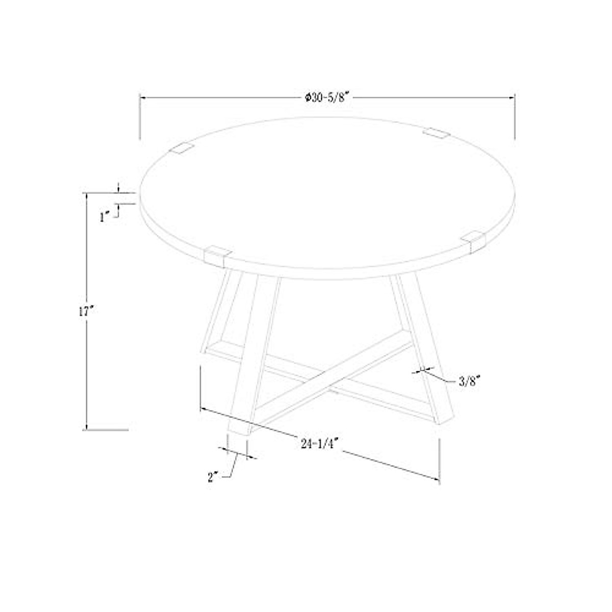 Walker Edison Anastasia Modern Metal Wrap X Base Coffee Table, 30 Inch, Black and Rustic Oak