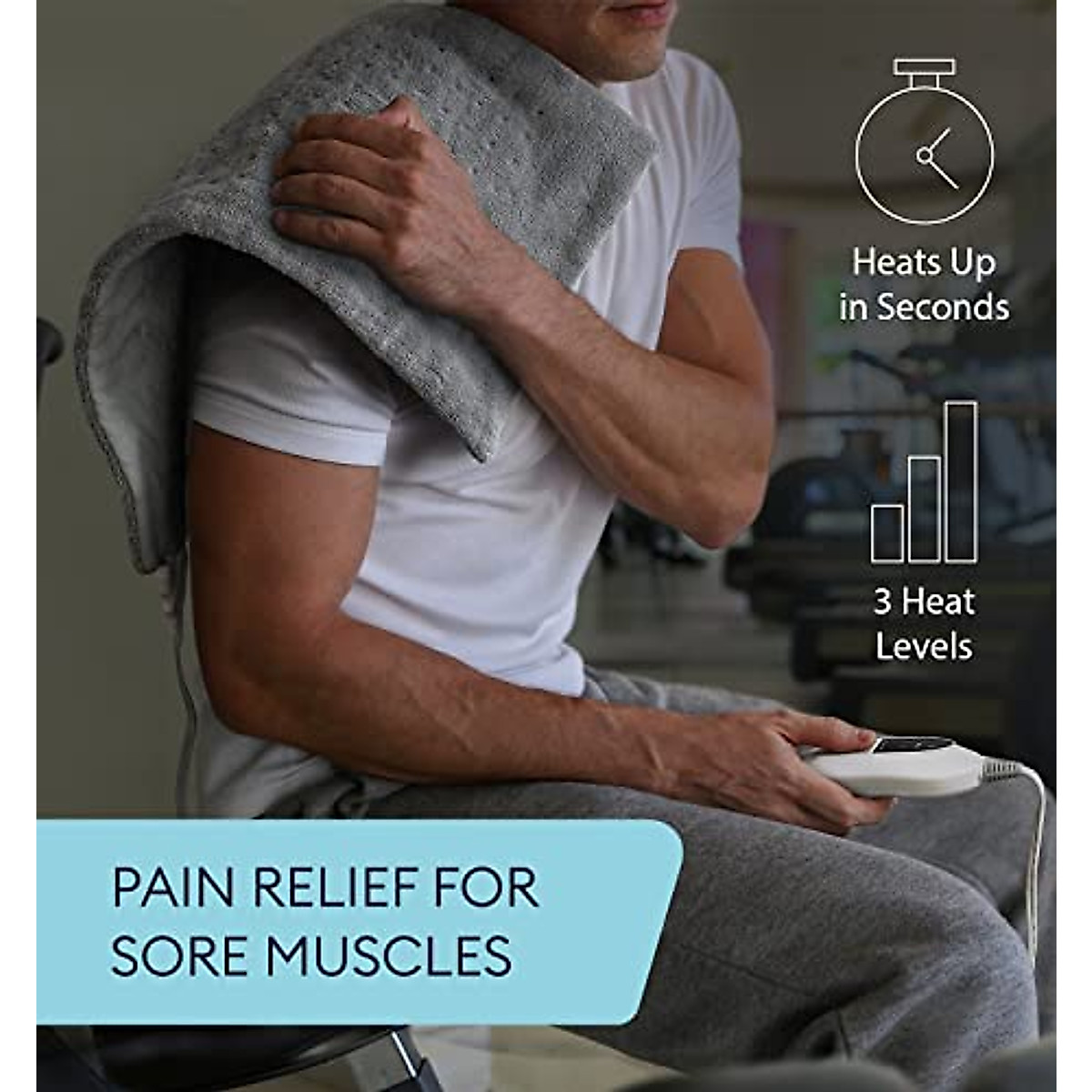 GENIANI XL Heating Pad for Back Pain & Cramps Relief, FSA HSA Eligible, Auto Shut Off, Machine Washable, Heat Pad, Holiday Gifts for All, Gifts for Women, Gifts for Men, Heat Patch (Tabby Gray)