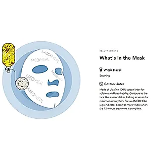MEDIHEAL Official [Korea's No 1 Sheet Mask] - 10 Pack N.M.F Intensive Hydrating Mask/Ultra Moisturizing & Soothing 100% Cotton Sheet Facial Mask, NMF & Hyaluronic Acid & Witch Hazel Contained