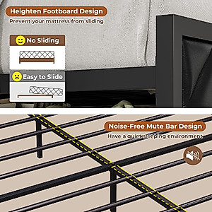 DICTAC Queen LED Bed Frame with Bookcase Storage Headboard, Charging Station,Hidden Storage Space Metal Platform Bed Frame with Storage Shelves & LED Lights,Faux Leather,Heavy Duty Metal Slats,Black