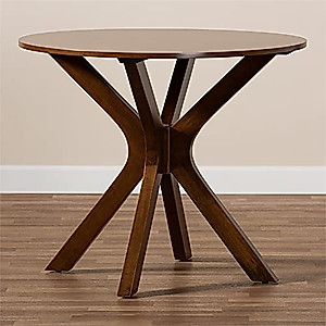 BOWERY HILL Mahogany Walnut Brown Finished 35-Inch-Wide Round Wood Dining Table
