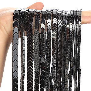 NHBT YU Black Hematite Beads V-Shaped Natural Stone Beads Round Loose Beads for Jewelry Making DIY Bracelet Accessories T87 (Color : H8486, Item Diameter : 3x1mm About 305 pcs)