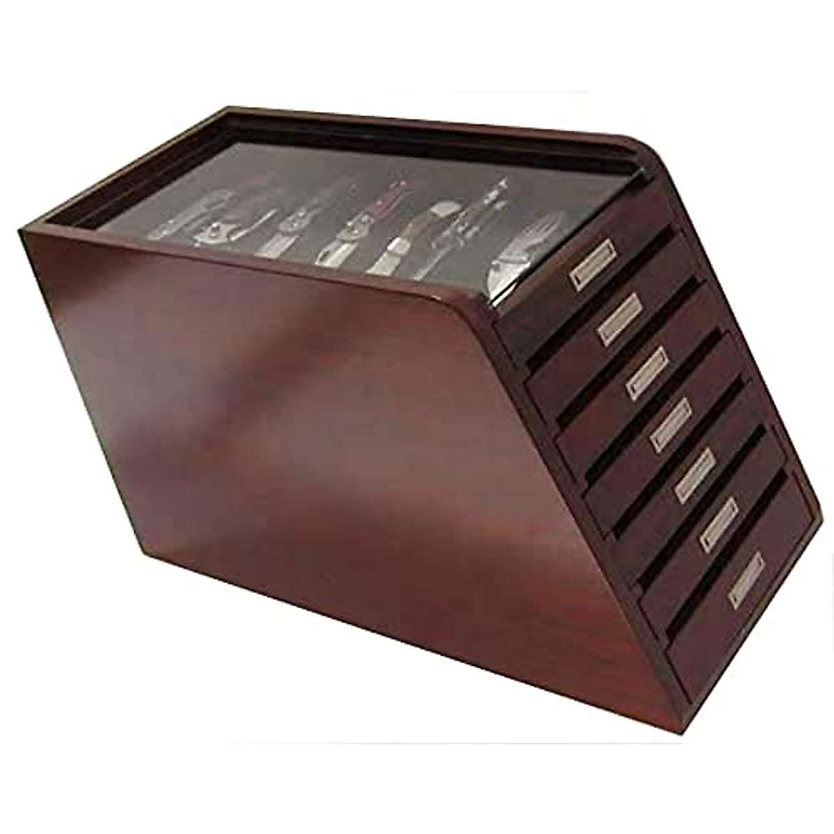 Rosewood Collector Knife Display Tool Storage Cabinet Case, Solid Rosewood, KC03