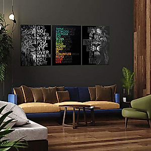Motivational Office Wall Art Inspirational Canvas Wall Art Hustle Posters Wall Decor Entrepreneur Quote Wall Paintings Picture 3 Pieces Artwork for Bedroom Home Decor Wooden Framed (36”Wx16”H)