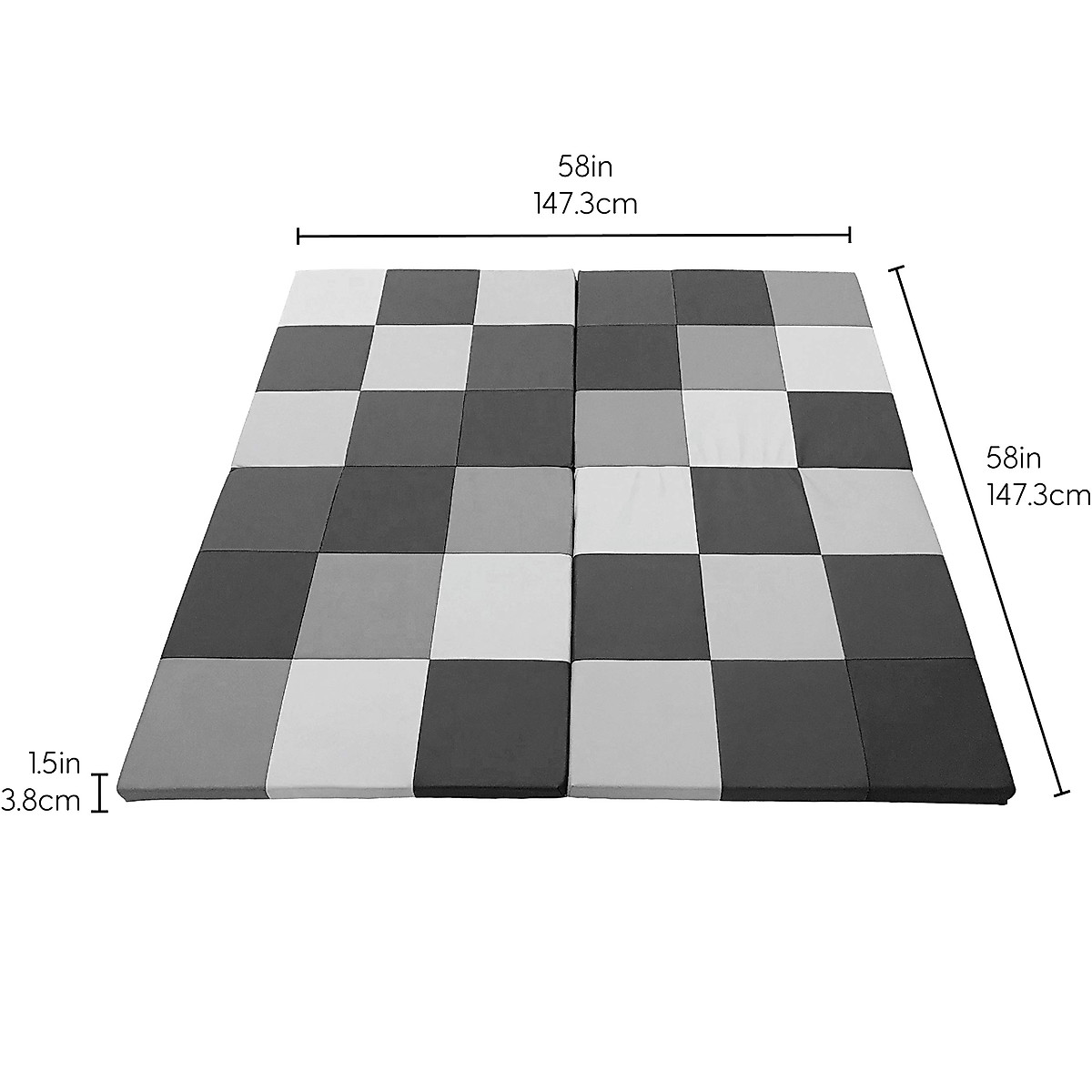 FDP Softscape Space Saver 4-Section Folding Activity Mat for Infants and Toddlers, Tummy Time for Babies, Soft Foam Colorful Play - Navy/Powder Blue