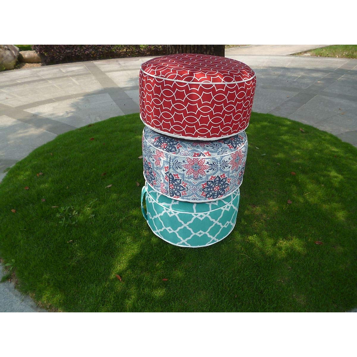 Inflatable Ottoman footrest Stool with Portable air Pump and Storage Bag or Pouch Used for Outdoor or Indoor Travel Portable Camping Backyard Patio Garden Home Yoga footrest Stool (Grey)