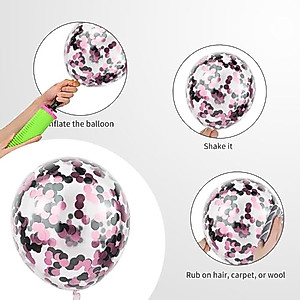 Black Pink Balloons, 60 Pack 12Inch Hot Pink Black White Party Balloons with Polka Dot balloon Confetti Balloons, Black Pink Latex Balloons for Girls Mouse Theme Birthday Party Baby Shower Decoration