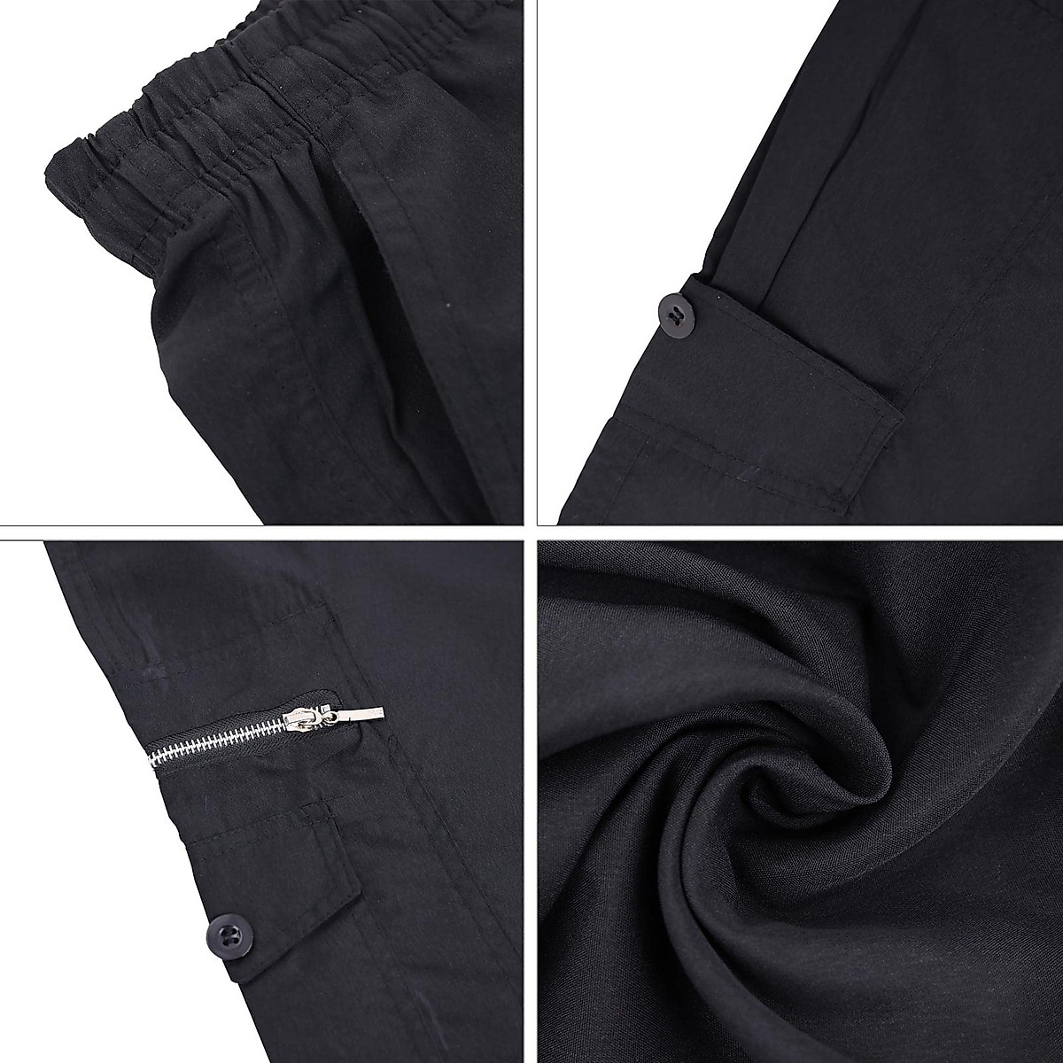 EndoraDore Men's Multi-Pocket Pants Outdoor Cargo Jogger Pant Work Hiking Tactical Loose Straight Trousers Sweatpants