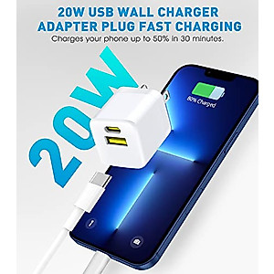 USB C Charger Block,for Apple Watch Series 8 20W Mini Fast Charging Cube,Dual Port Power Adapter,Compatible with Apple Watch Series 9/8/7/6/Se ipad Pro/Air for iPhone 14 13 12 11 Pro/Pro Max/XR/XS/XS