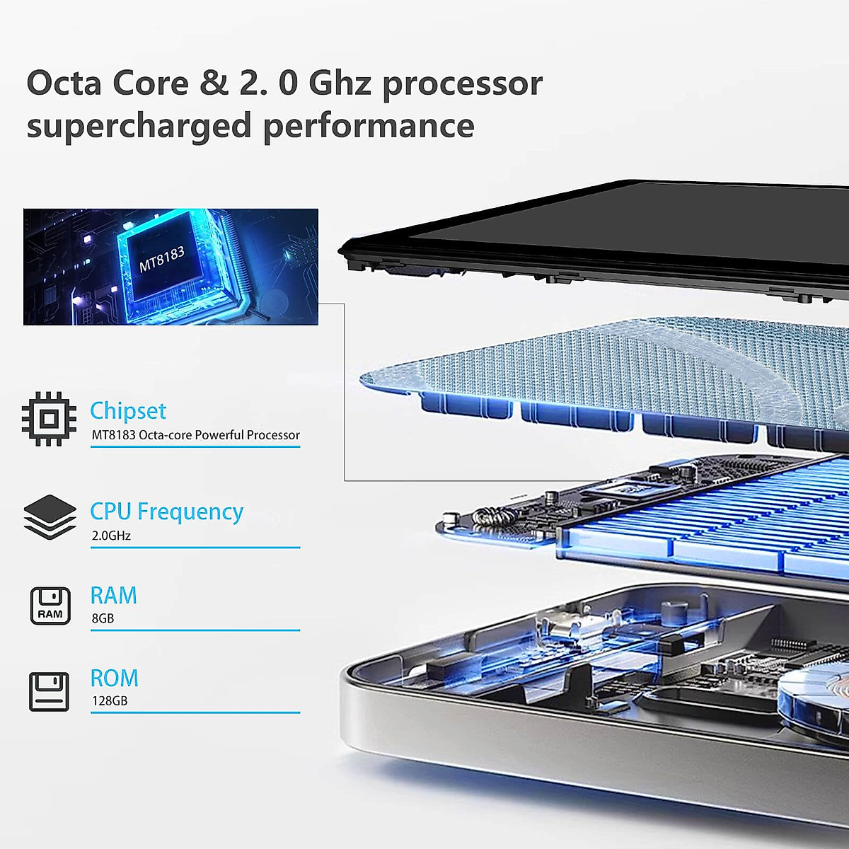 JREN Kids Tablet,10 inch Tablet for Kids,Children,Girls,Boys,10.1 IPS HD Screen,CPU Speed up to 1.8GHz,RAM 4GB and 64GB Storage,Toddler Tablet with Protective case,Color Silver