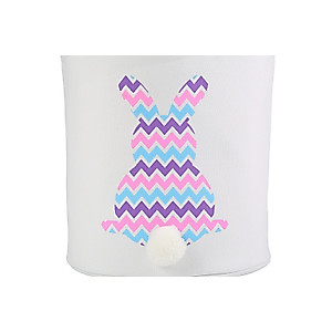E-FirstFeeling Easter Basket Canvas Egg Hunt Easter Bunny Basket Candy Basket Rabbit Easter Bucket Bag for Easter Party (multicolor)