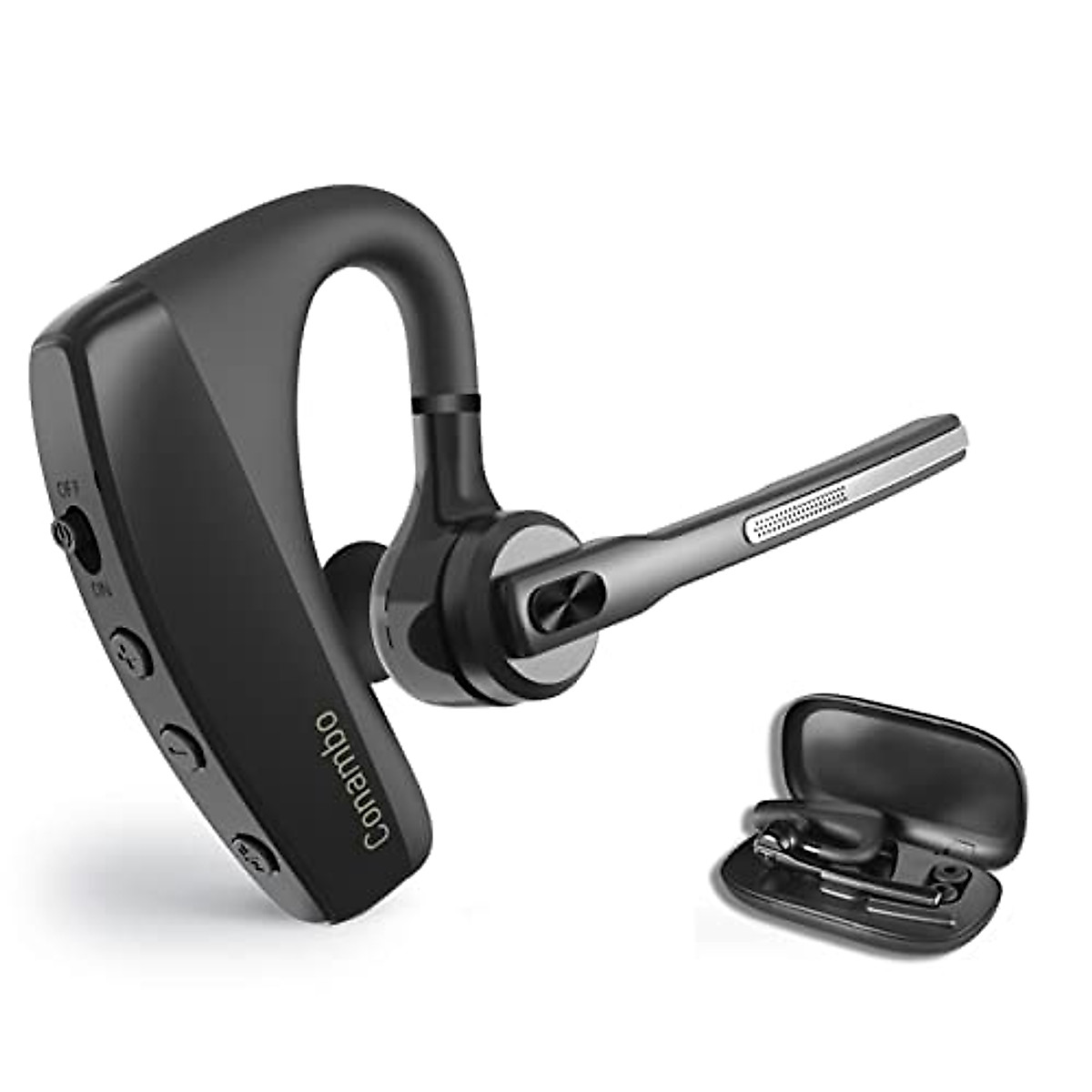 Bluetooth Headset CVC8.0 Noise Cancelling Dual Mic, Wireless Bluetooth Earpiece V5.0 Hands-Free Earphones, Compatible with iPhone and Android Cell Phones Driver/Trucker/Business