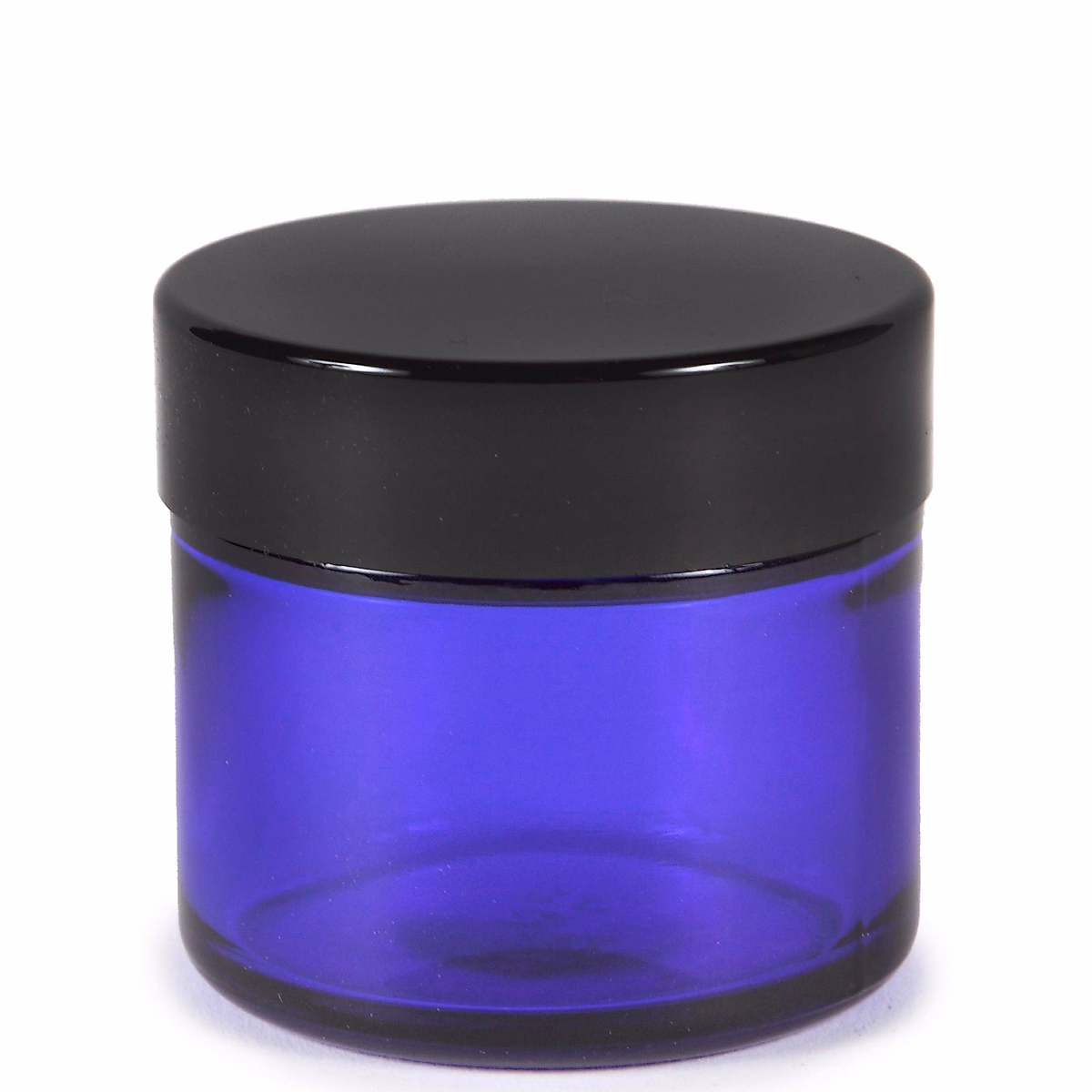 Vivaplex, 12, Cobalt Blue, 2 oz, Round Glass Jars, with Inner Liners and black Lids