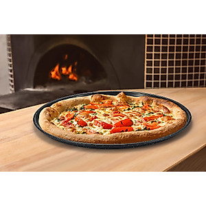 Perforated round pizza pan 14 inch extra large pizza tray for oven carbon steel stone finish
