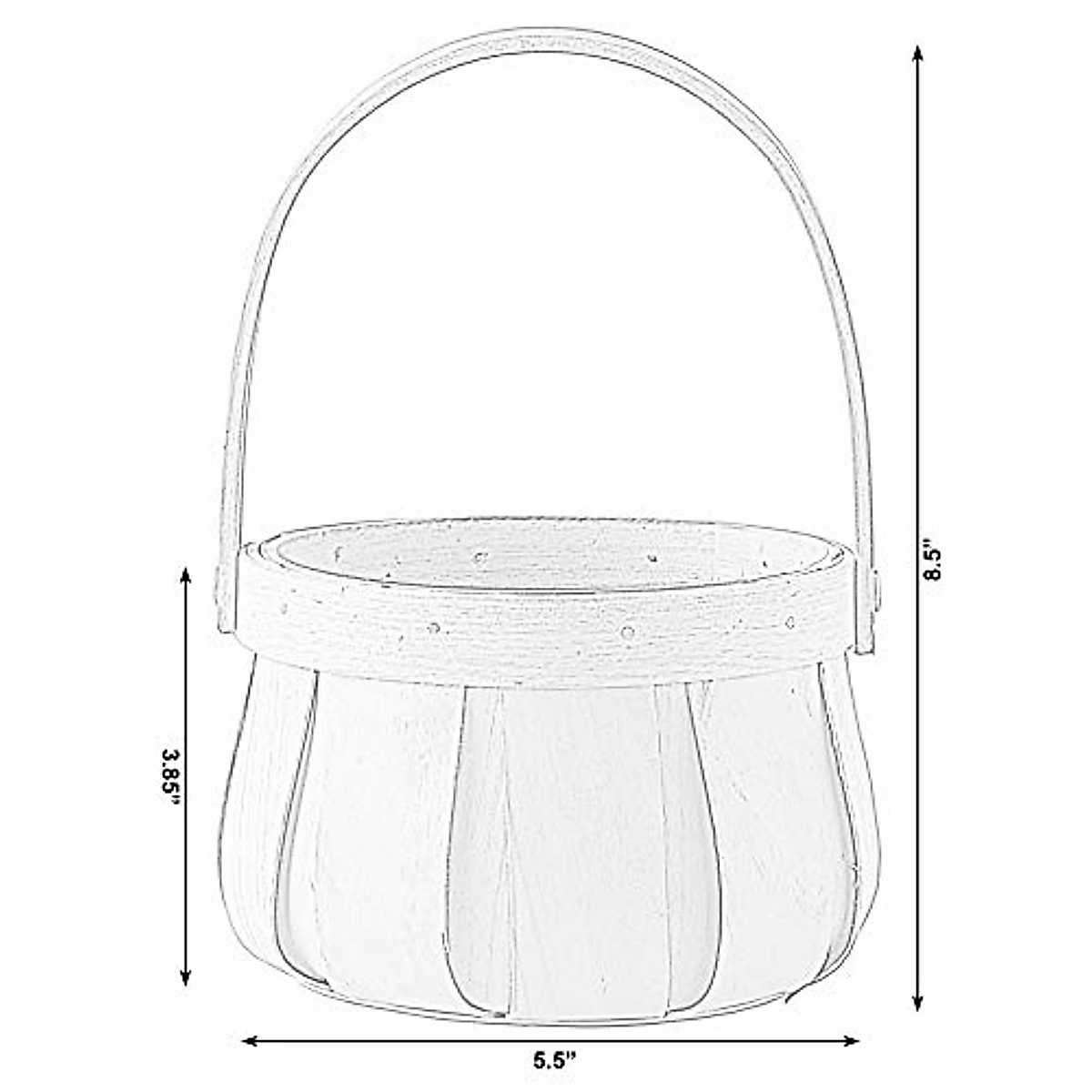 Small Round Natural Woodchip Wooden Decorative Storage Basket with Handle