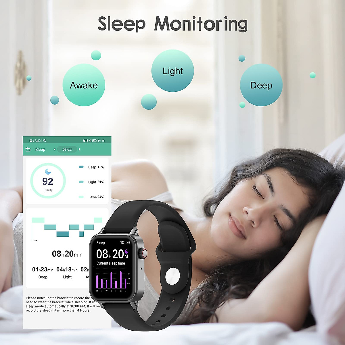 KINGSTAR Smart Watch, 1.69'' Touch Screen Smart Watches for Men Women IP67 Waterproof Smartwatch Fitness Tracker Watch with Heart Rate/Sleep Monitor Smart Watch Compatible for Android iPhone iOS