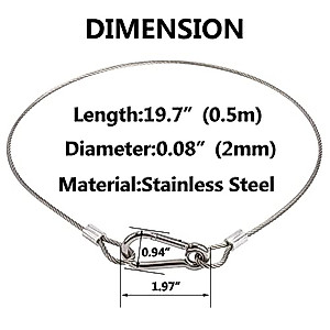 Safety Cable Lock, Stainless Steel Cable with Loops Heavy Duty Bike Lock Hook Flexible Security Steel Cable Wire Lock and Chain for Luggage Hanging Light Plant Pictures