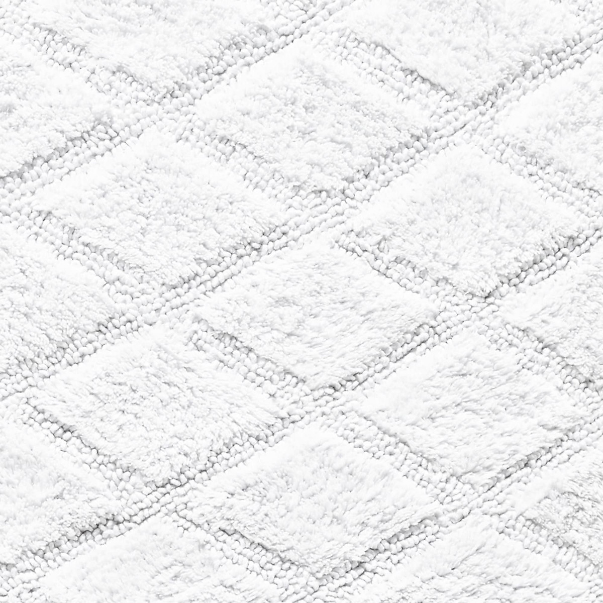 Vera Wang | Tufted Diamond Collection | Soft and Absorbent, Plush Reversible Bath Rug Set, Modern Designer Style for Bathroom Décor, 2-Piece, White,USHS6D1117231